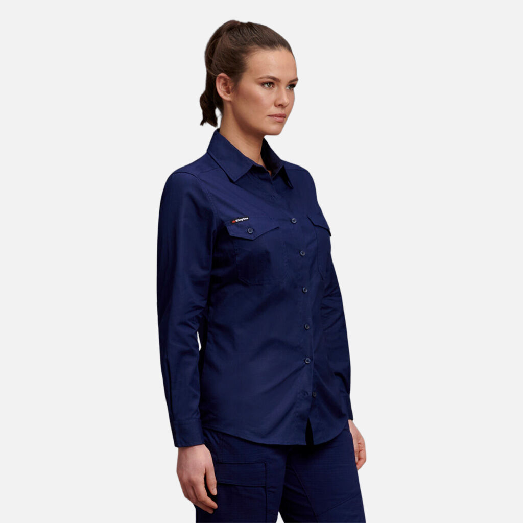 KING GEE WOMEN'S WORKCOOL 2 LONG SLEEVE RIPSTOP WORK SHIRT - Navy ...